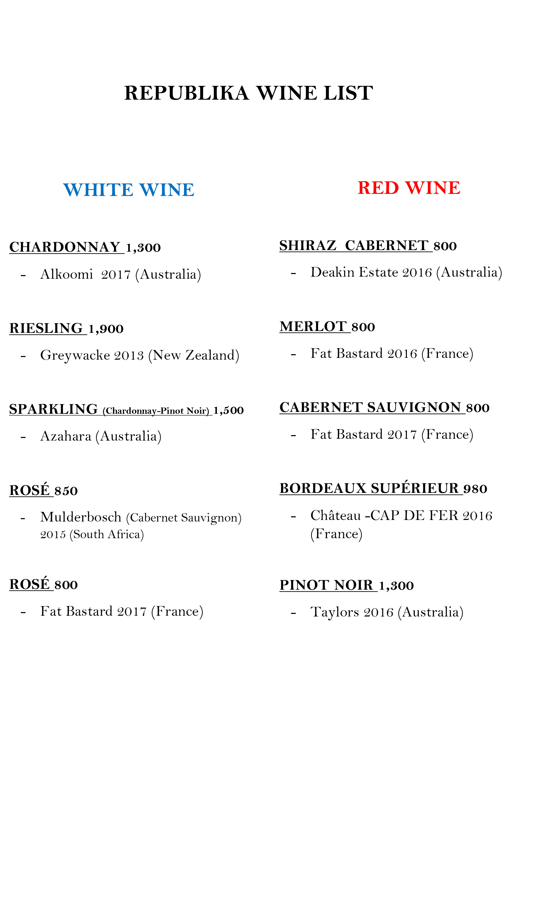 Menu – Republika Bar