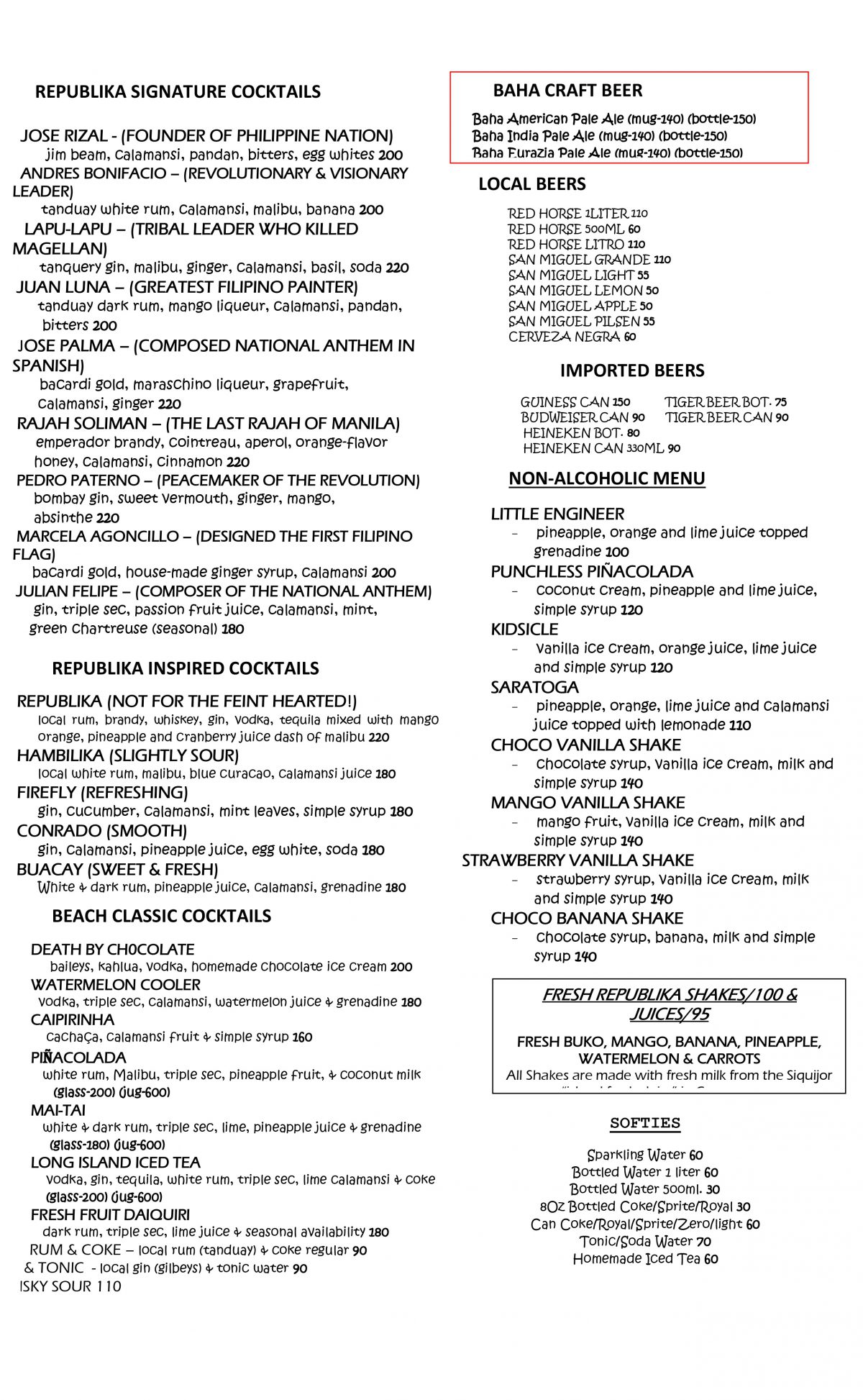 Menu – Republika Bar