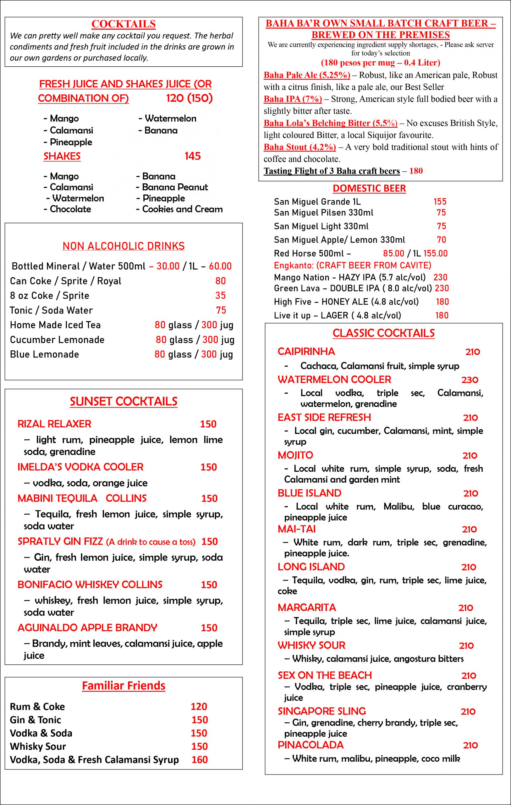 Menu – Republika Bar